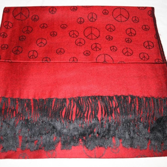 pashmina | Accessories | Nwt Pashmina Silk Peace Sign Boho Scarf Shawl ...